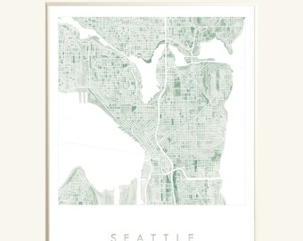 Downtown SEATTLE Map Watercolor Print WASHINGTON City Block | Etsy
