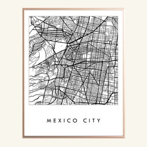 MEXICO CITY Map Hand Drawn Street Map Mexico City Map Drawing Black and ...