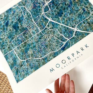 MOORPARK Map Urban Fabric Watercolor Texture Painting CALIFORNIA City ...