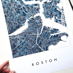 Greater BOSTON Map Urban Fabric Watercolor Texture Painting ...