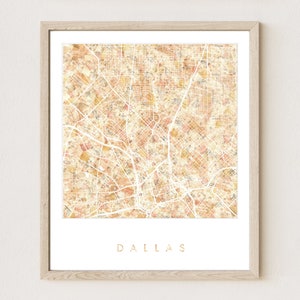 DALLAS Map Urban Fabric Watercolor Texture Painting Texas City Plan ...