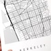 BERKELEY California Map Street Map Drawing Black and White (art Print ...