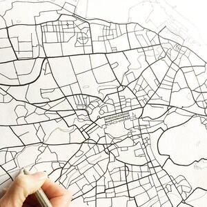 EDINBURGH Map Hand Drawn Street Map SCOTLAND City Map Drawing Black and ...
