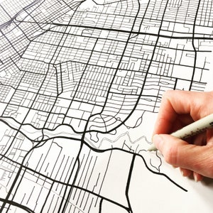 HOUSTON Map Street Map TEXAS City Map Drawing Black and White (art ...