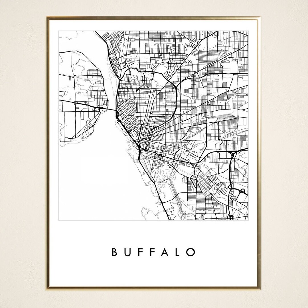 BUFFALO Street Map NEW YORK City Map Drawing Black and White art Print ...