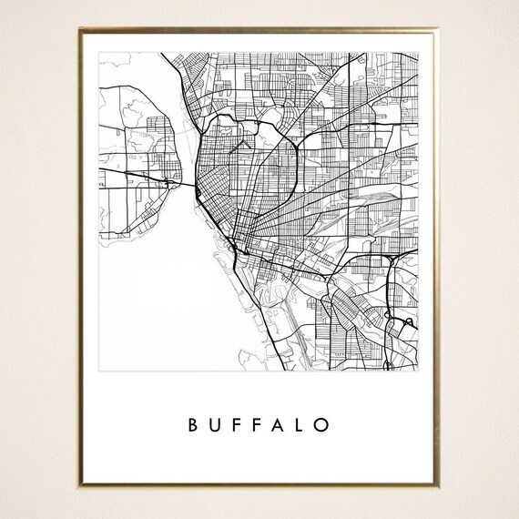 BUFFALO Street Map NEW YORK City Map Drawing Black and White - Etsy