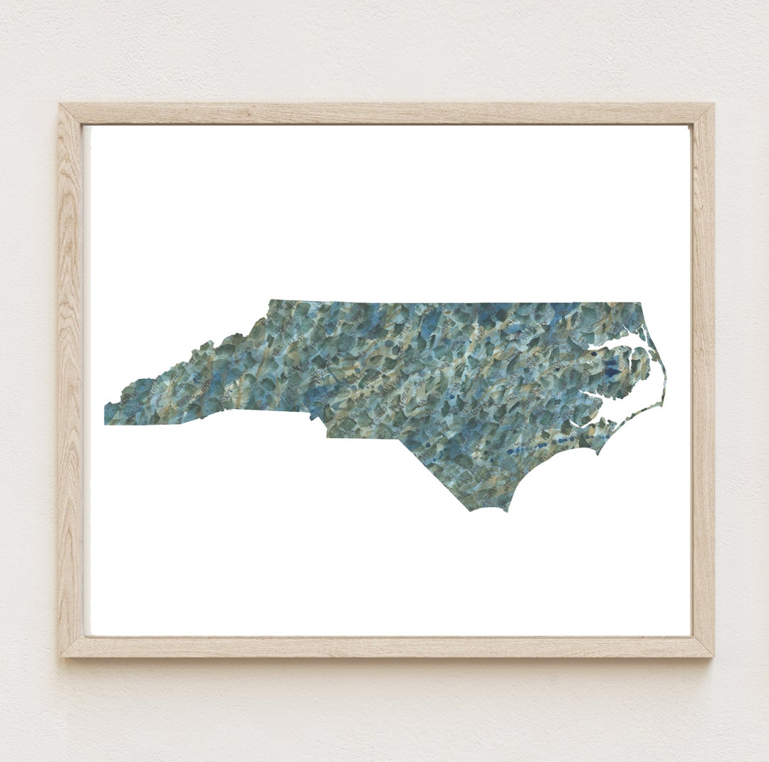 NORTH CAROLINA State Map Urban Fabric Watercolor Texture Painting USA ...