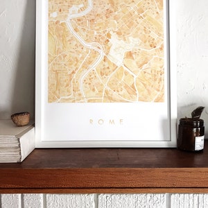 ROME Map Hand Painted Watercolor Map Print ITALY City Block Plan (art ...