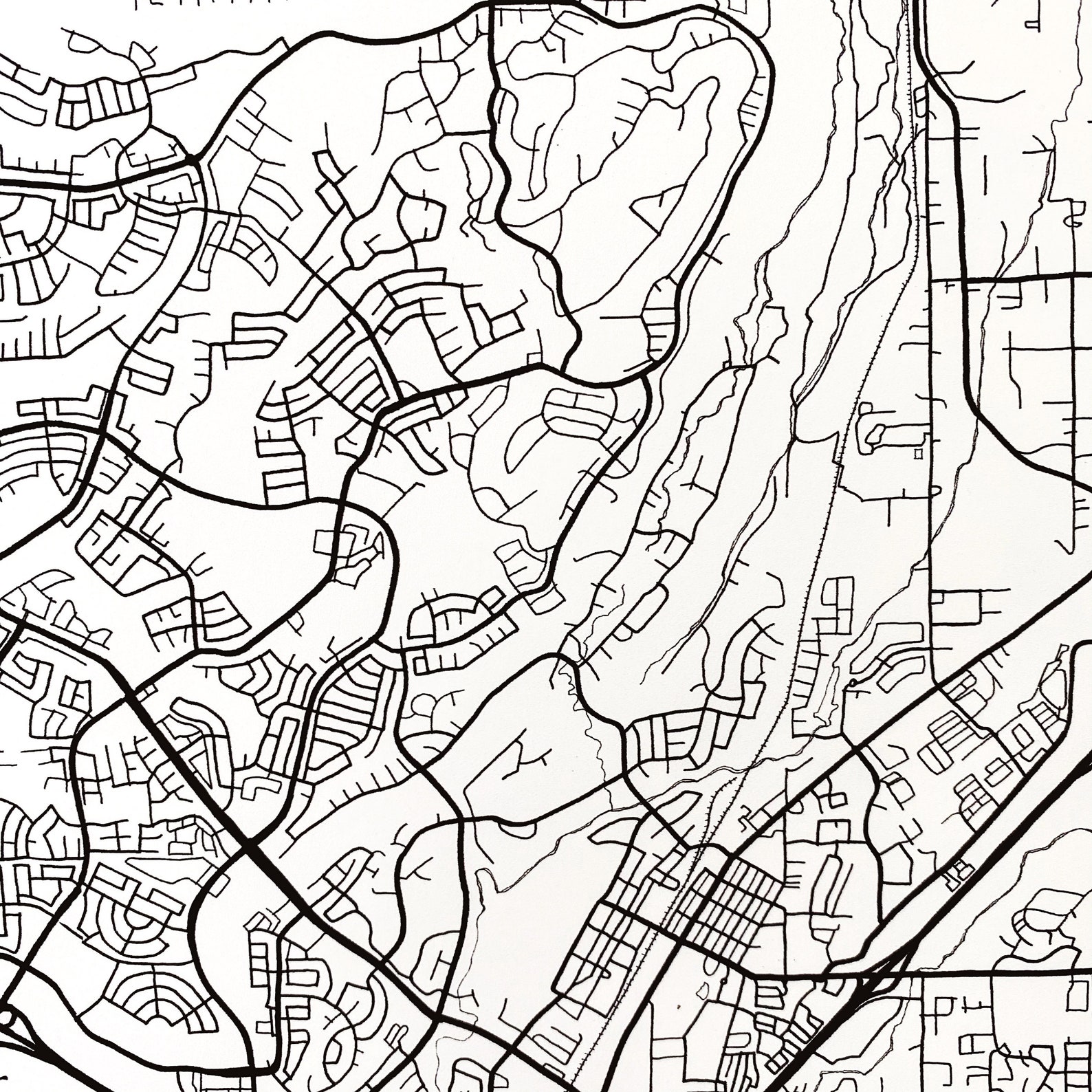 ROCKLIN California Map Hand Drawn Street Map City Map Drawing | Etsy