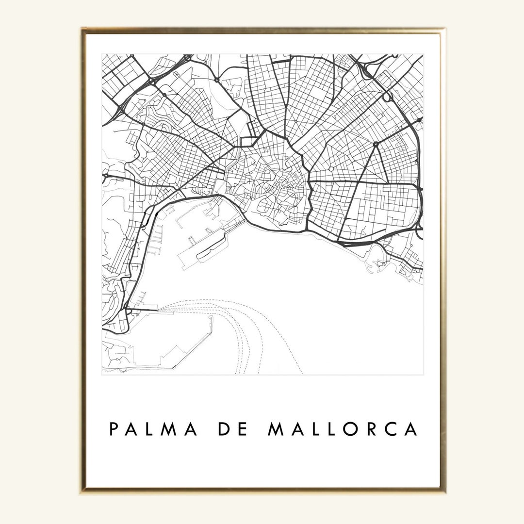 PALMA De MALLORCA Map Hand Drawn Street Map SPAIN City Map Drawing ...