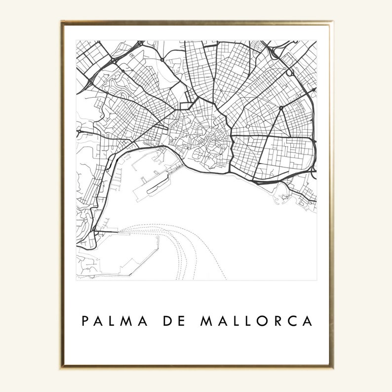 PALMA De MALLORCA Map Hand Drawn Street Map SPAIN City Map - Etsy