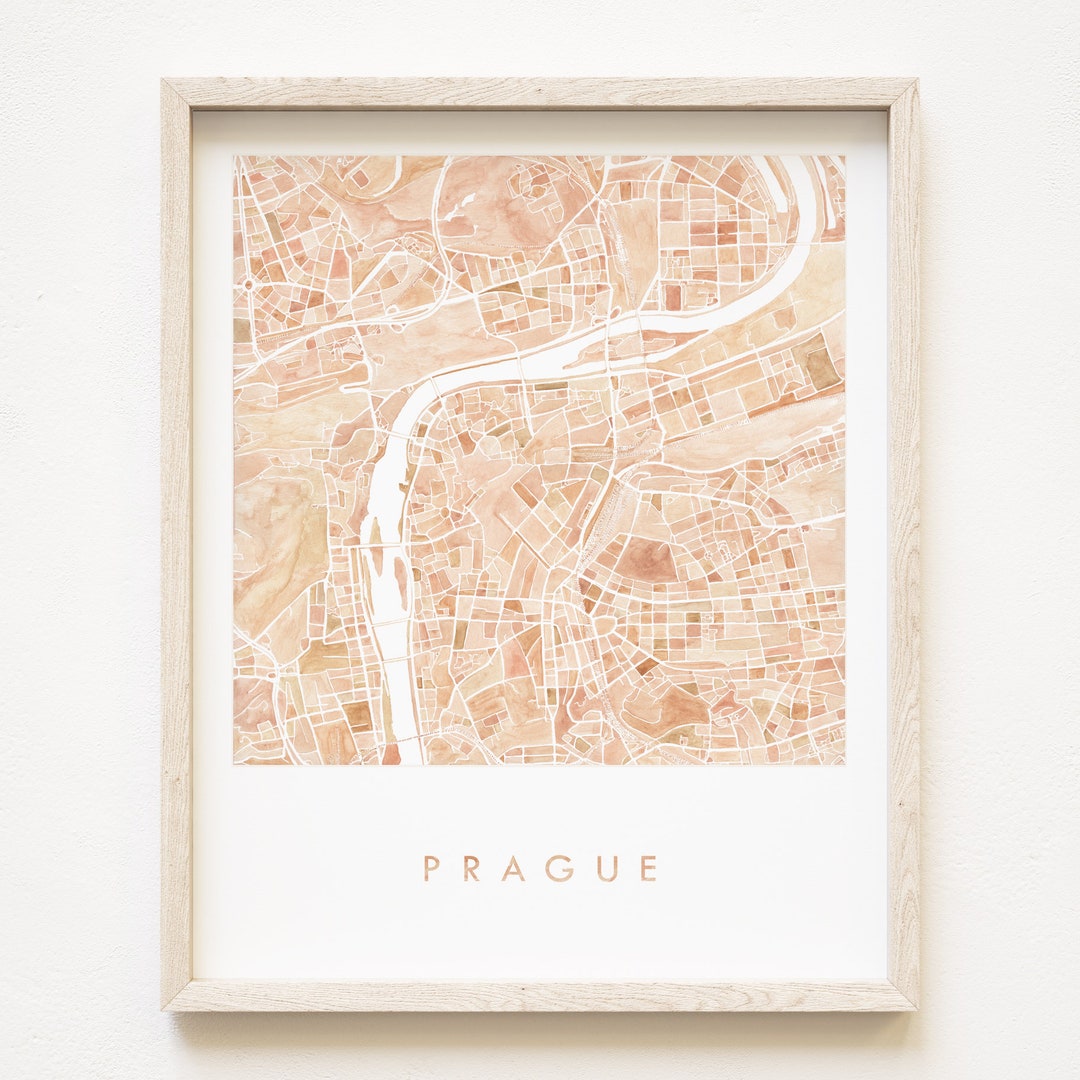 PRAGUE Map Watercolor Map Print City Block Plan (art Print) CZECH ...
