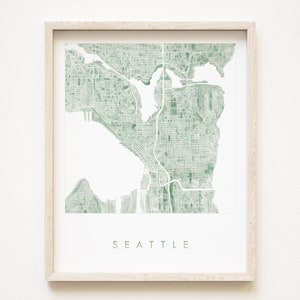 SEATTLE Lake Union Map Watercolor Print WASHINGTON City Block Plan (art ...
