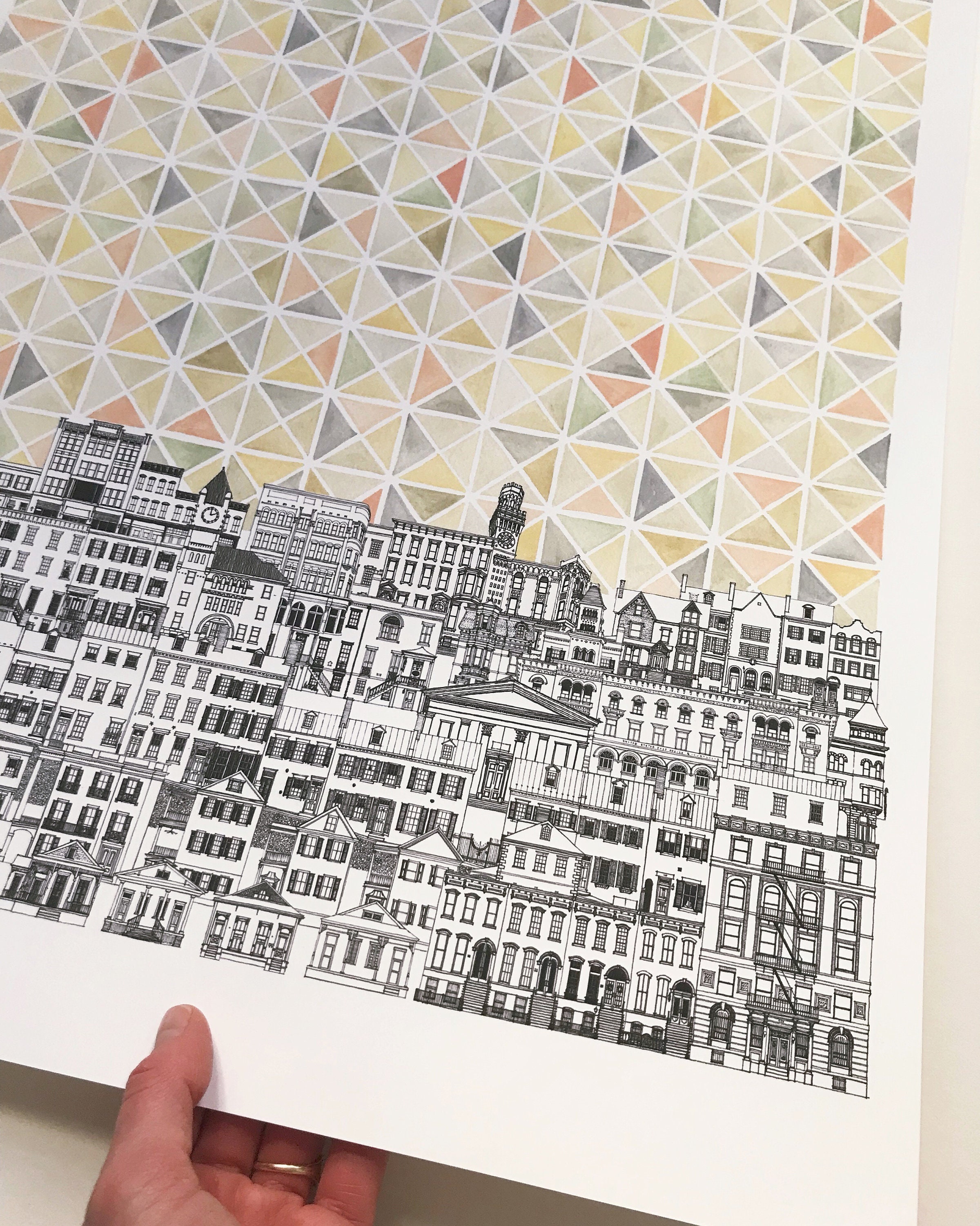 SUNRISE CITY (art Print) Cityscape Geometry Architectural Drawing New ...