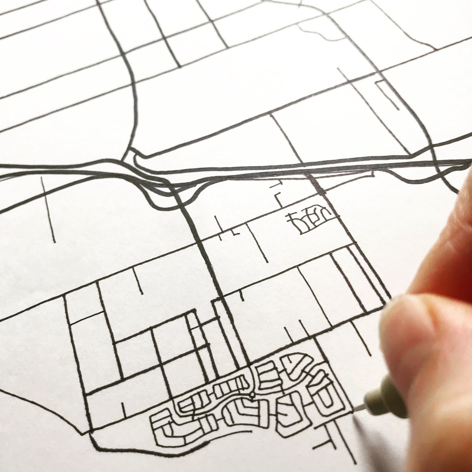 INDIO Palm Springs Hand Drawn Map CALIFORNIA City Map Drawing Black and ...