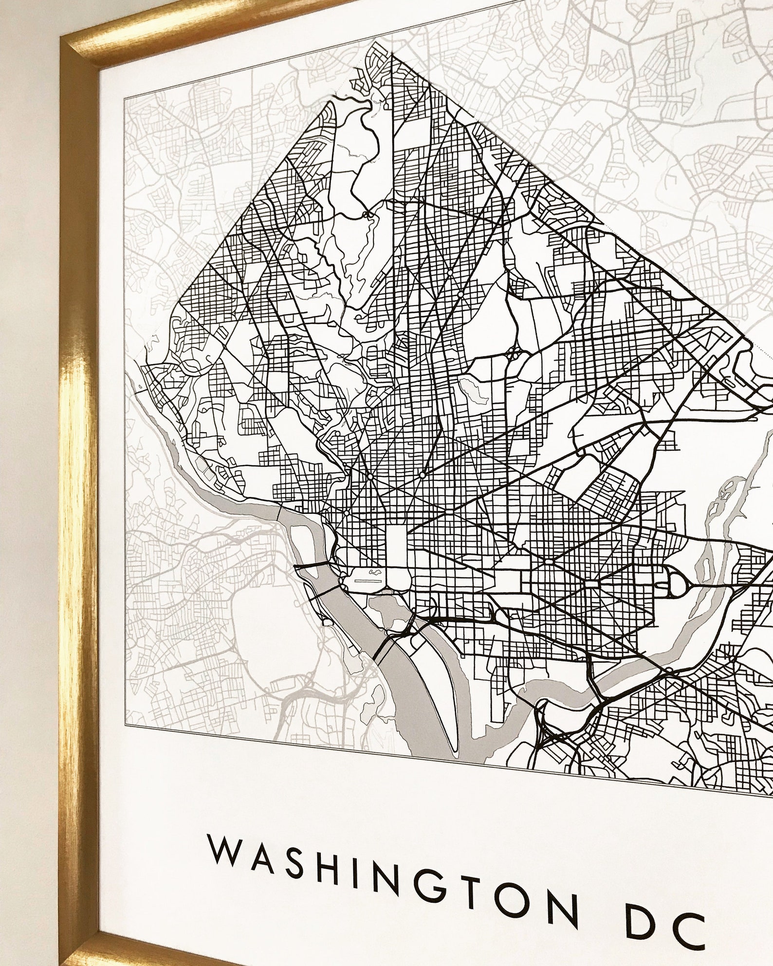 WASHINGTON DC Map Street Map District Capitol City Map Drawing | Etsy