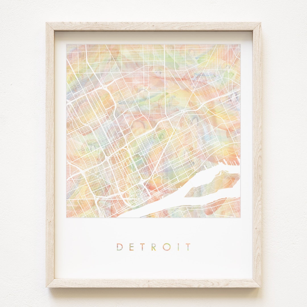 DETROIT Pride Rainbow Map Watercolor Map Queer City Block Plan (art ...