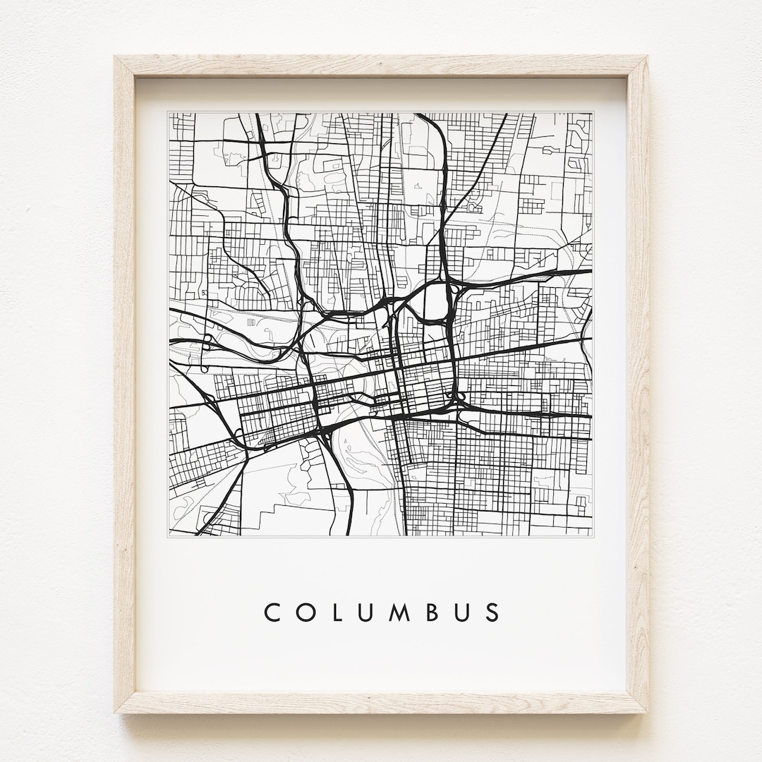 COLUMBUS Map Hand Drawn Street Map Print OHIO City Map (art Print) Ohio ...