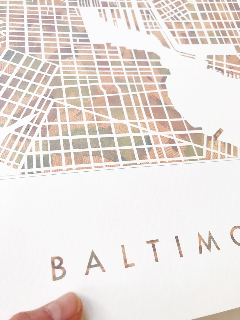BALTIMORE Map Watercolor Print MARYLAND City Block Plan Art | Etsy