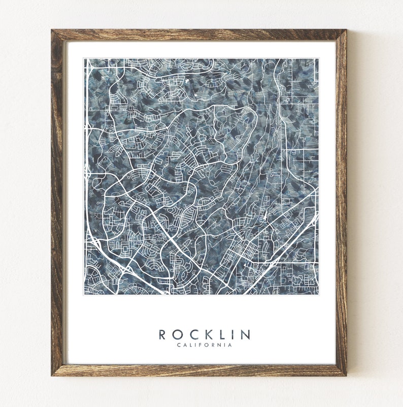 ROCKLIN Map Urban Fabric Watercolor Texture Painting | Etsy