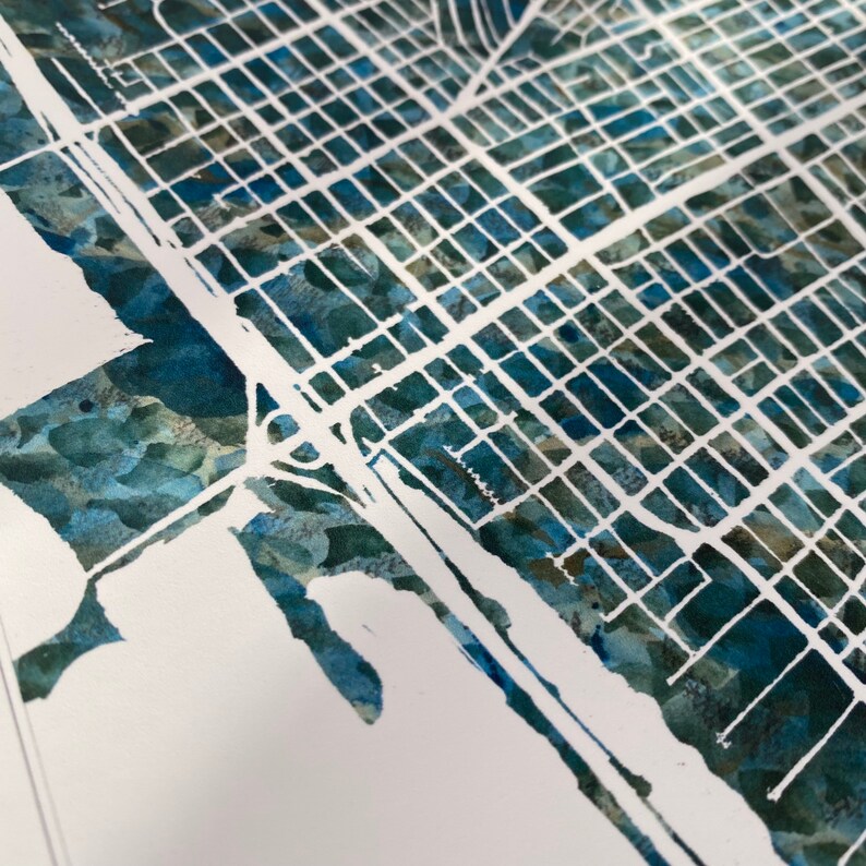 BERKELEY Map Urban Fabric Watercolor Texture Painting - Etsy