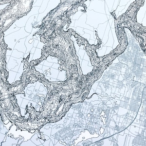 SOUTH Puget SOUND Map Hand Drawn Topographic Map WASHINGTON Bathymetric ...