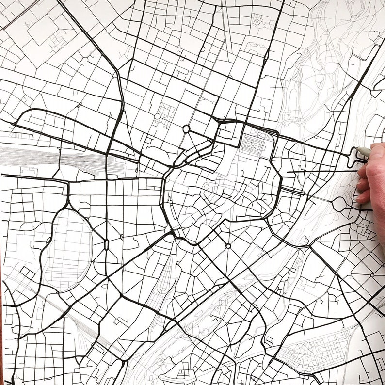 MUNICH Map Hand Drawn Street Map Print GERMANY City Map art - Etsy