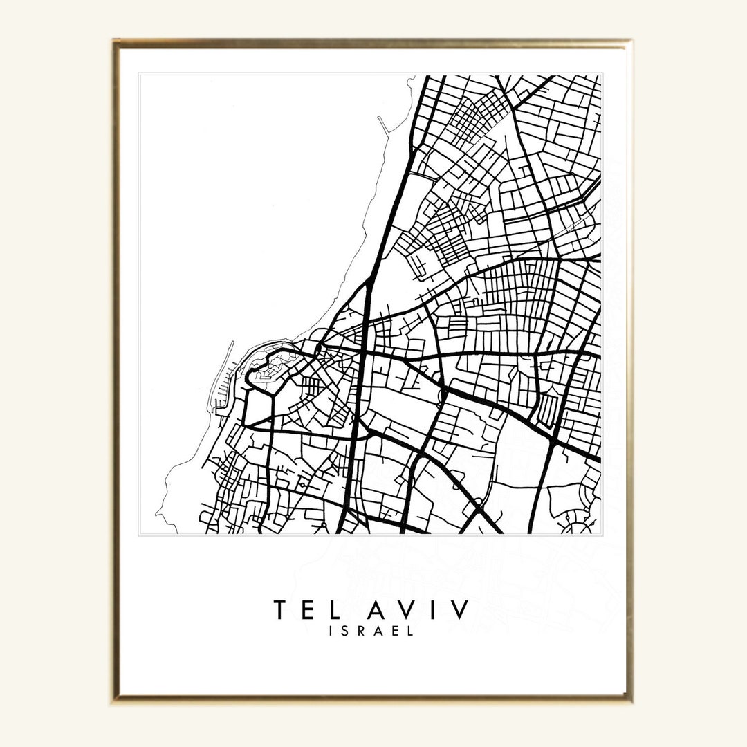 TEL AVIV Yafo Jaffa Map Hand Drawn Street Map Israel City Map - Etsy
