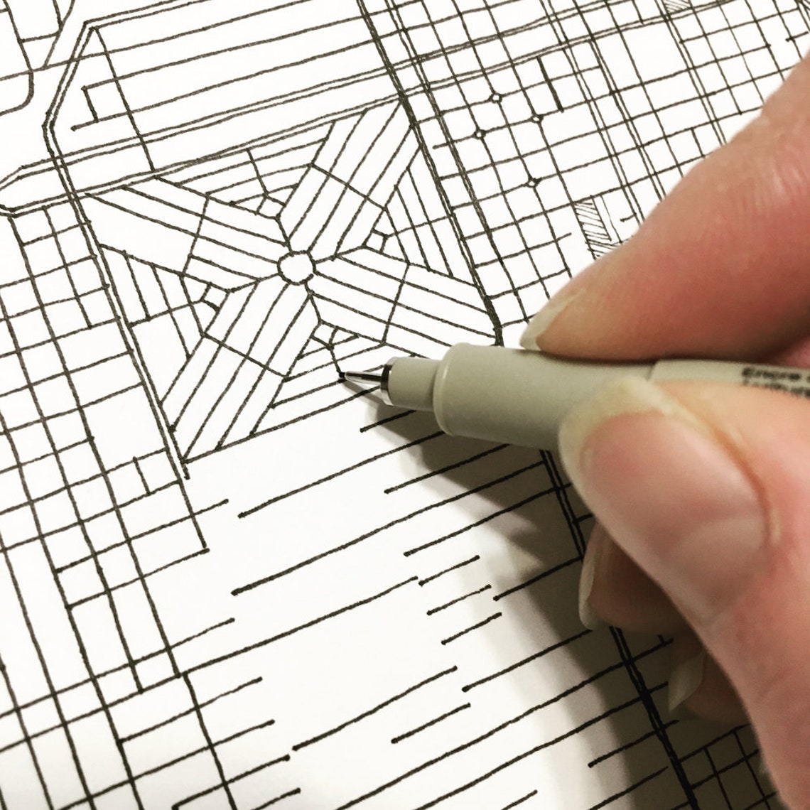 Custom City Lines Map YOUR CITY Map Drawing Black and White - Etsy