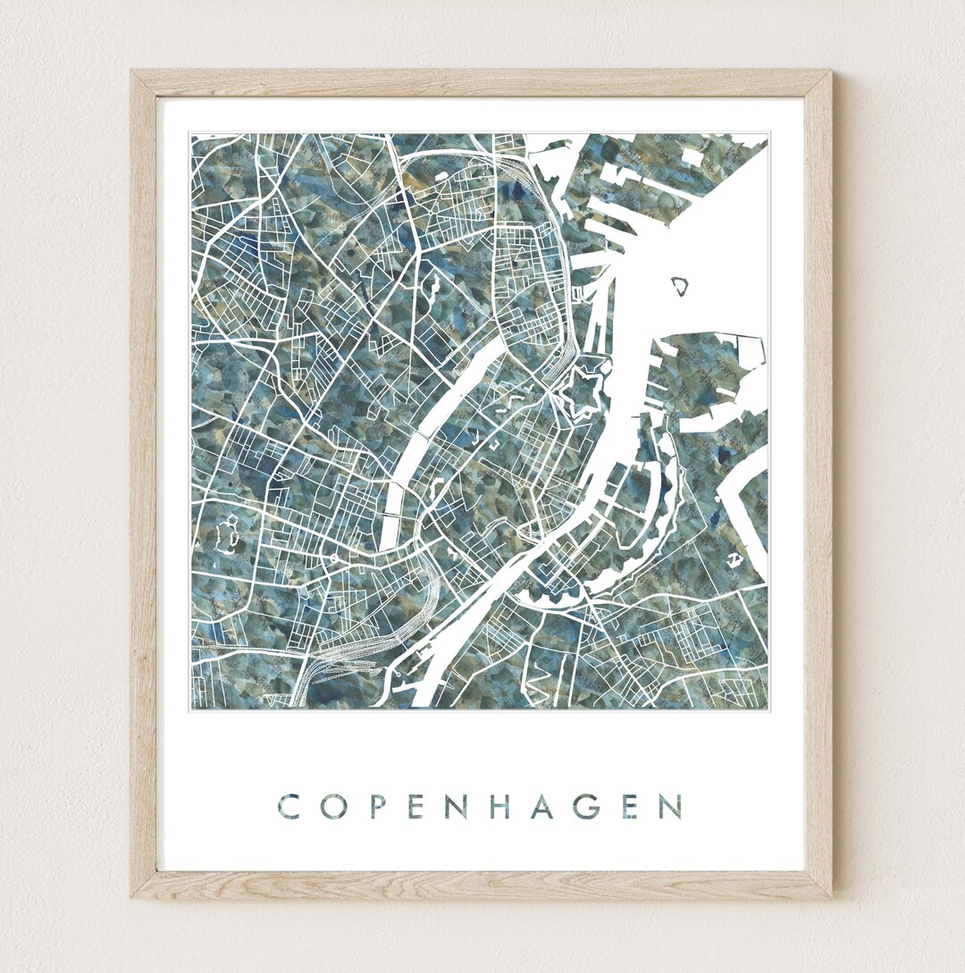 COPENHAGEN Map Urban Fabric Watercolor Texture Painting DENMARK City ...