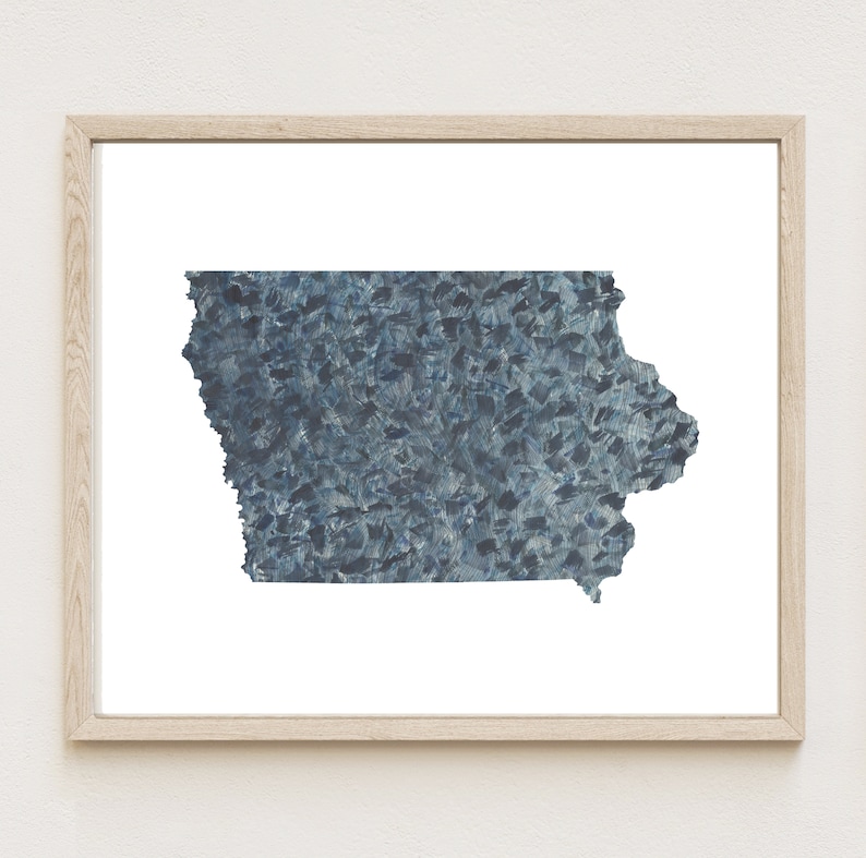 IOWA State Map Urban Fabric Watercolor Texture Painting art - Etsy