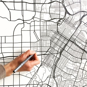 HOUSTON Map Street Map TEXAS City Map Drawing Black and White (art ...