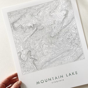 Mountain Lake VIRGINIA Hand Drawn Topographic Map Drawing (art Print ...
