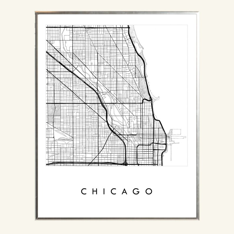 CHICAGO Map Hand Drawn Street Map ILLINOIS City Map Drawing - Etsy
