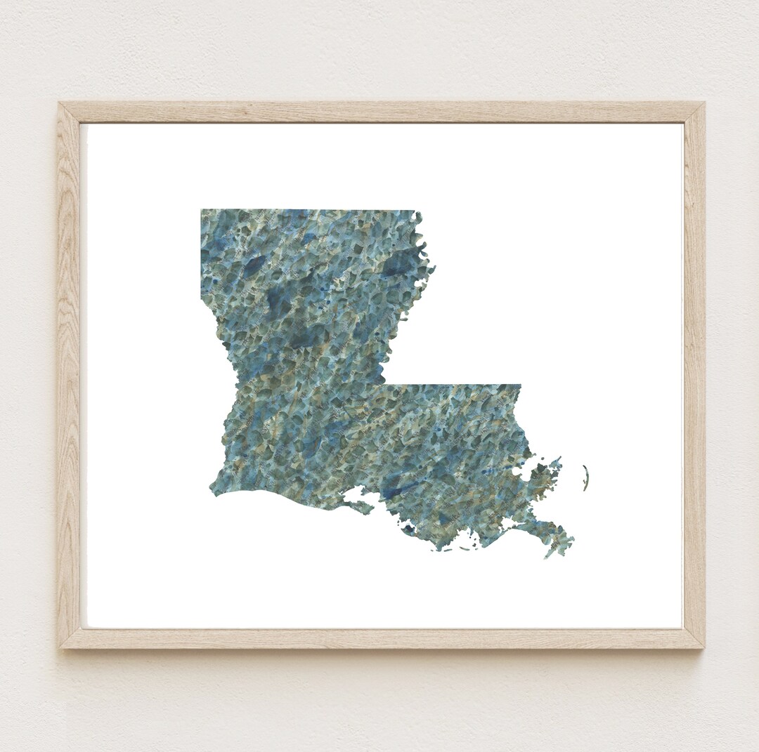 LOUISIANA State Map Urban Fabric Watercolor Texture Painting USA (art ...
