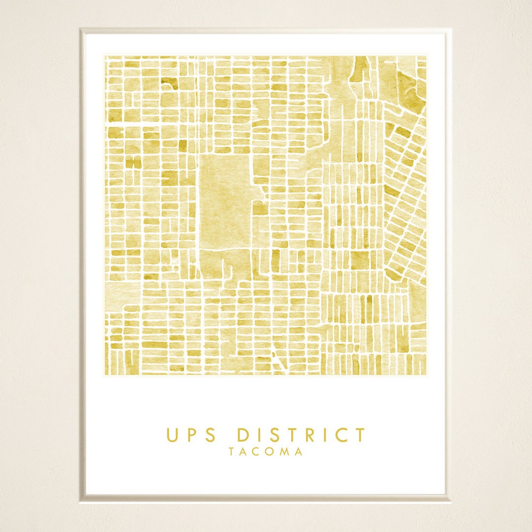 UPS Neighborhood Map Yellow Watercolor Print WASHINGTON City - Etsy