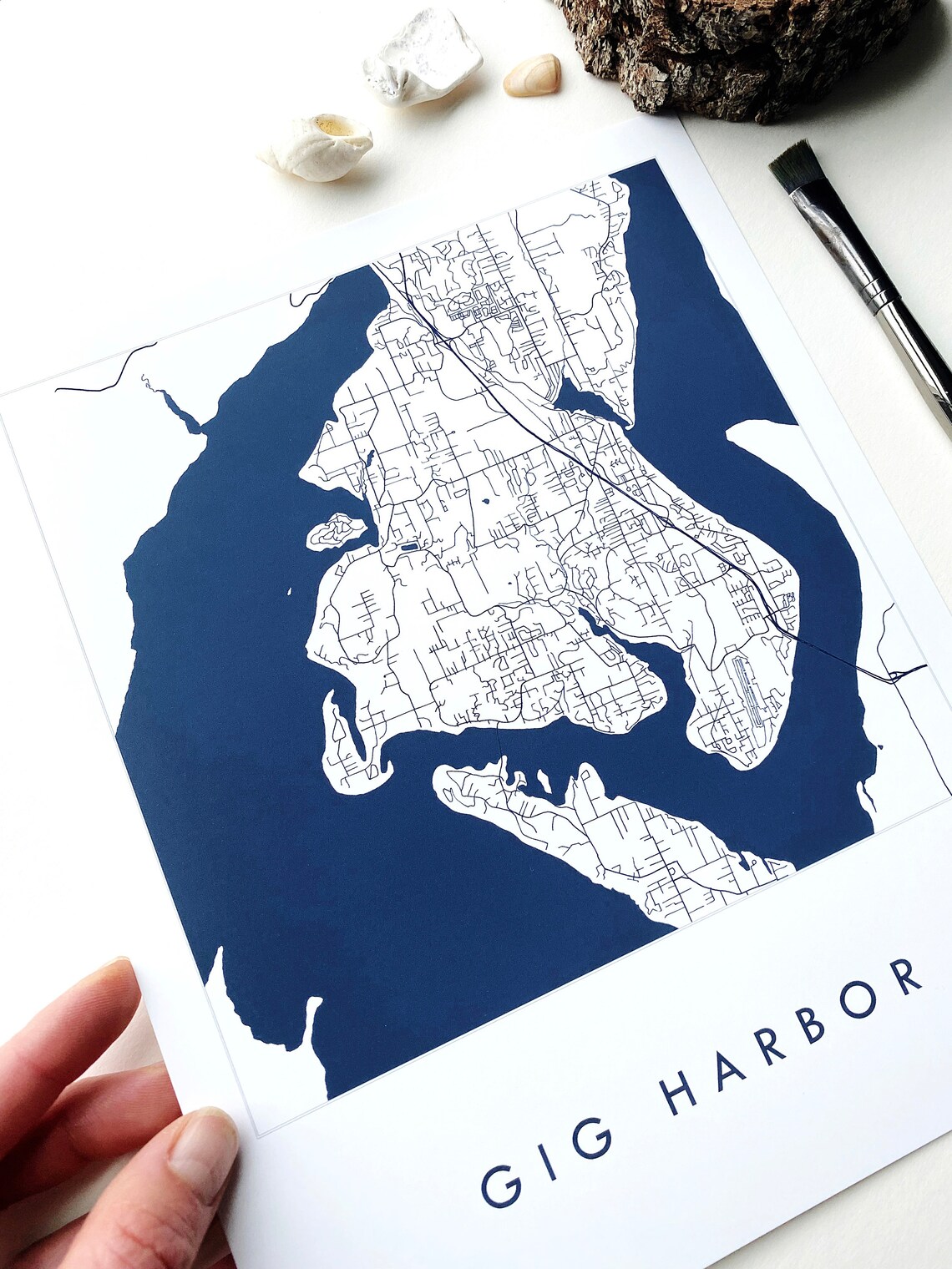 GIG HARBOR Map Hand Drawn Street Map WASHINGTON City Map Drawing ...