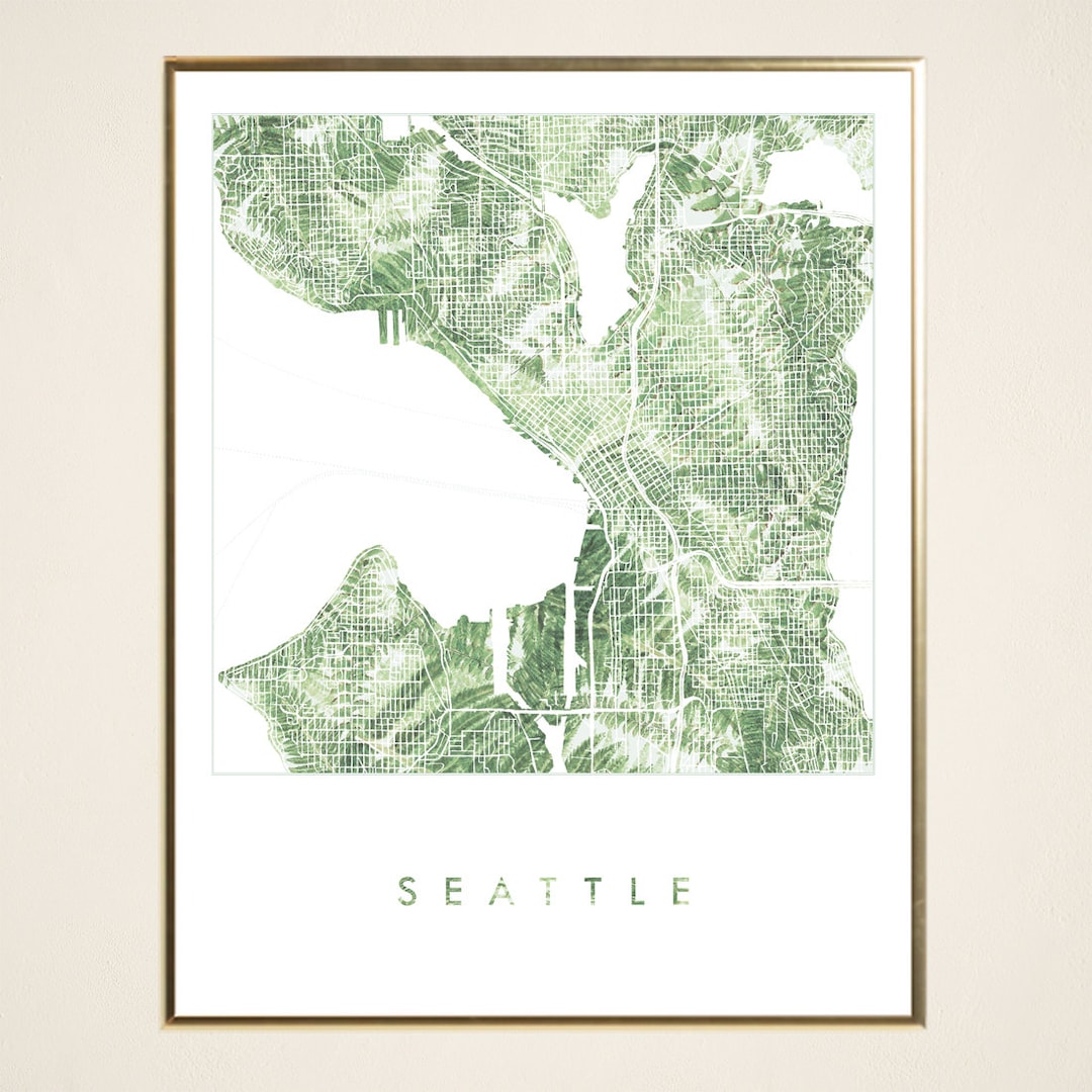 SEATTLE Map Ferns Botanical Map Painting WASHINGTON art - Etsy