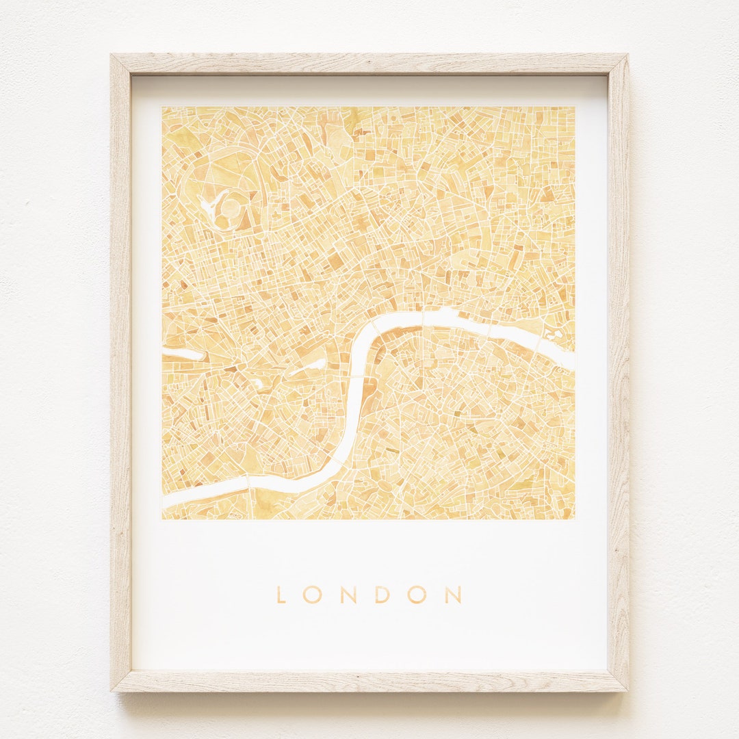 LONDON Map Hand Painted Watercolor Map Print UK City Block Plan (art ...