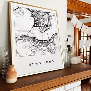 HONG KONG Map Hand Drawn Street Map China City Map Drawing Black and ...