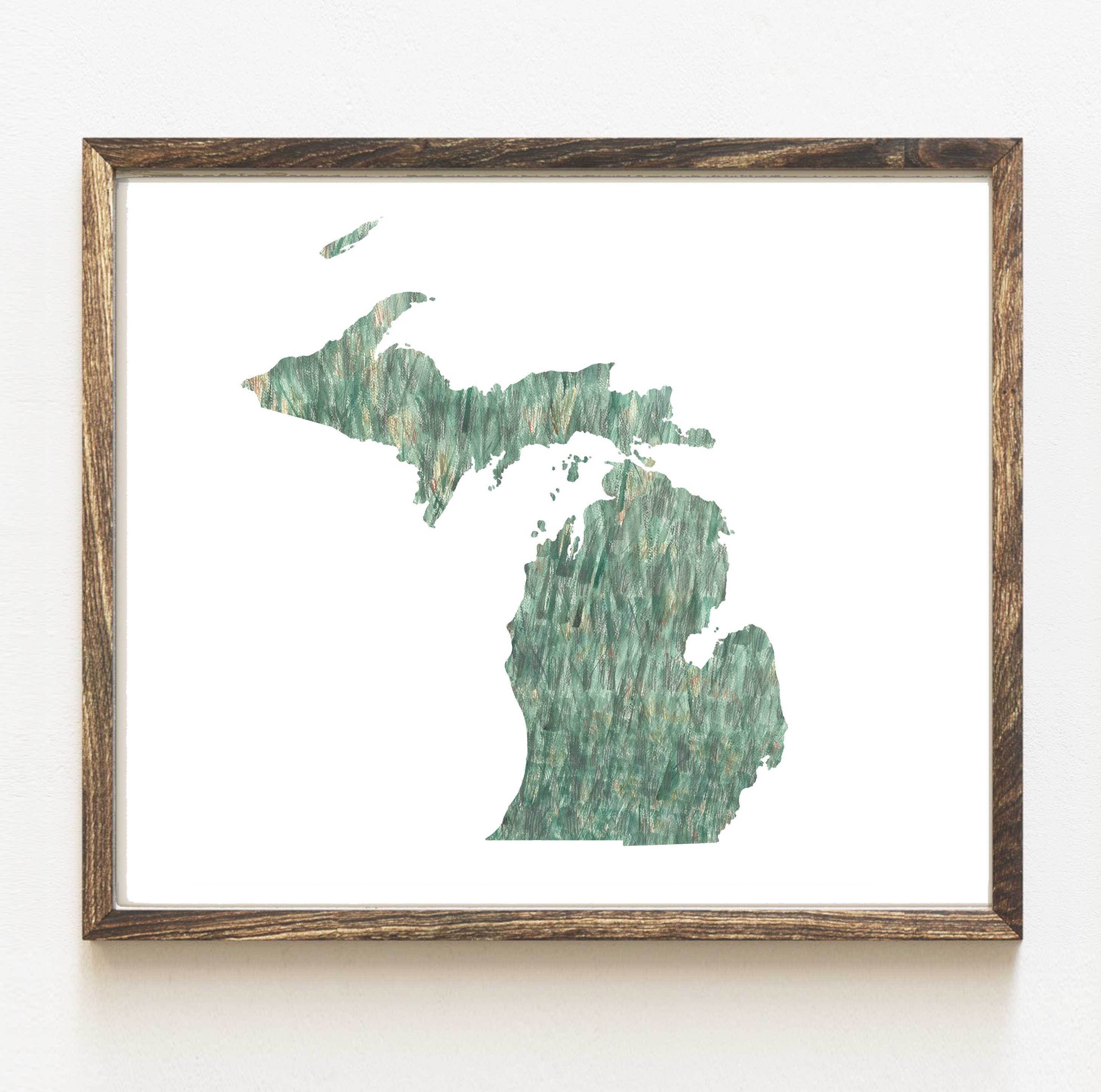 MICHIGAN State Map Urban Fabric Watercolor Texture Painting USA (art ...