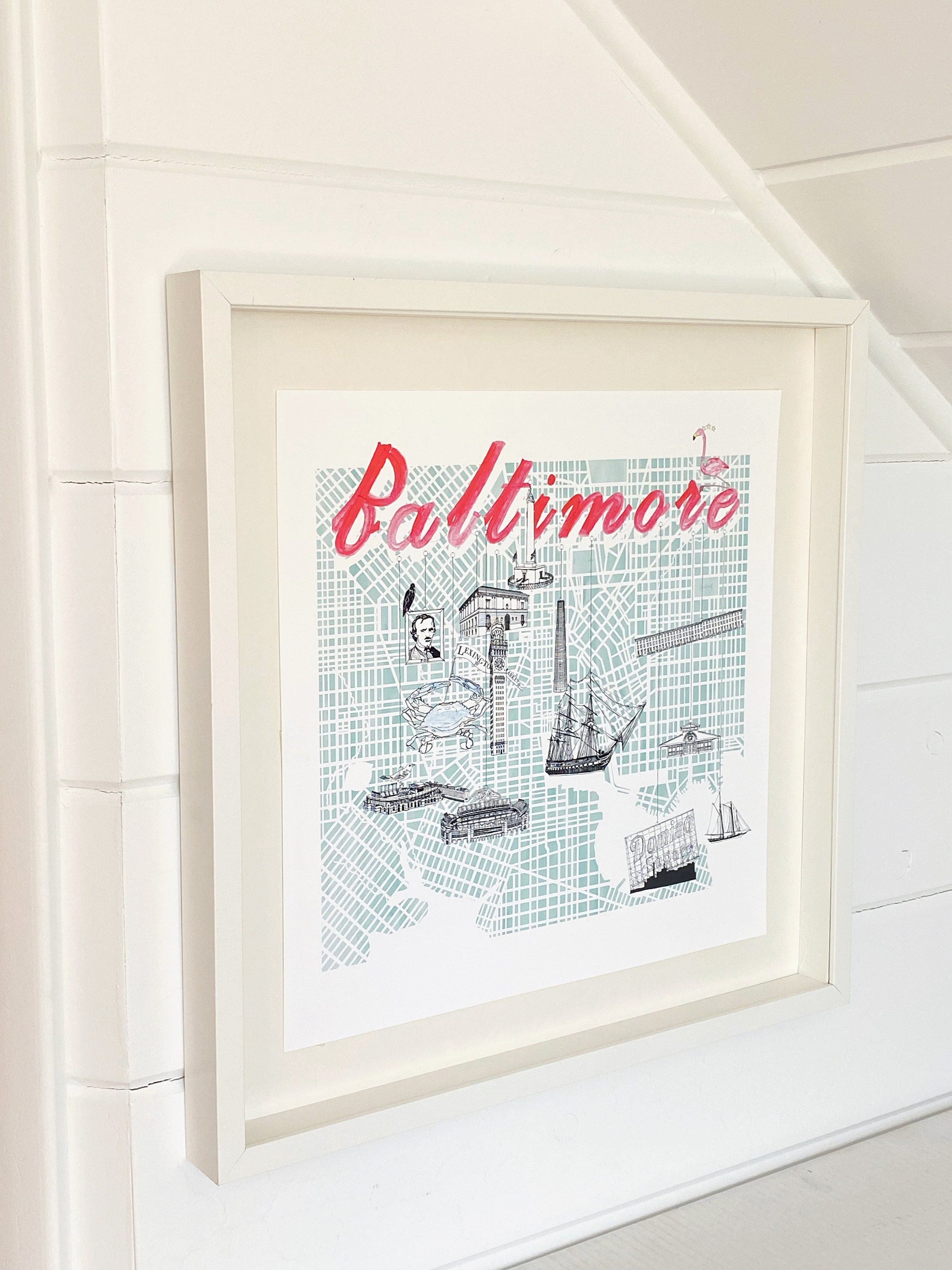 BALTIMORE Hon Charms Landmarks City Map (watercolor Print + Original ...