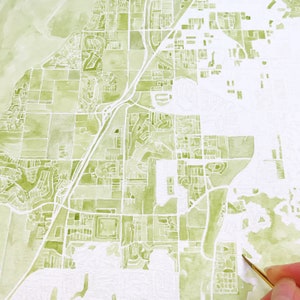 INDIO Palm Desert Map Watercolor Print California City Block Plan (art ...