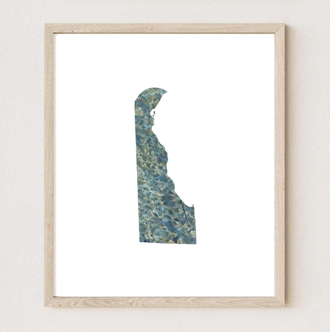 DELAWARE State Map Urban Fabric Watercolor Texture Painting USA (art ...