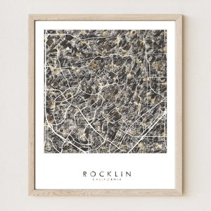 ROCKLIN Map Urban Fabric Watercolor Texture Painting - Etsy