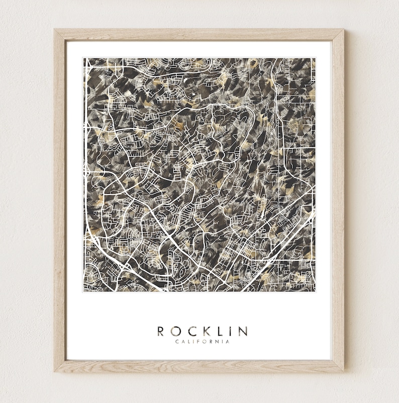 ROCKLIN Map Urban Fabric Watercolor Texture Painting - Etsy