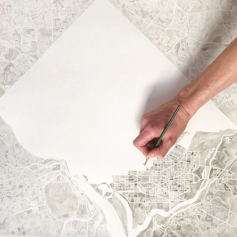 WASHINGTON DC Map Watercolor Print City Block Plan art Print | Etsy