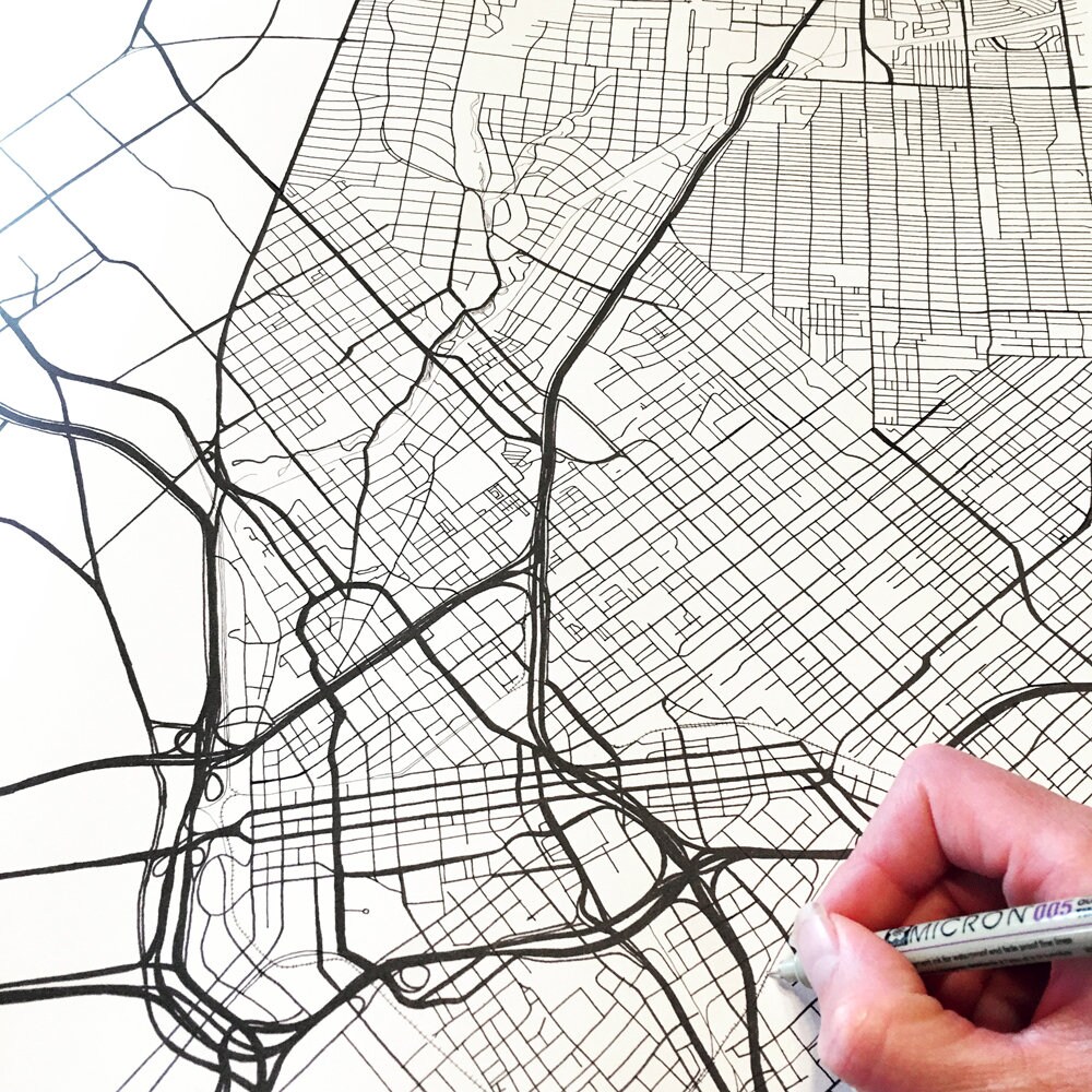 DALLAS Map Drawing POSTCARD Texas City Map Block Plan Wedding | Etsy