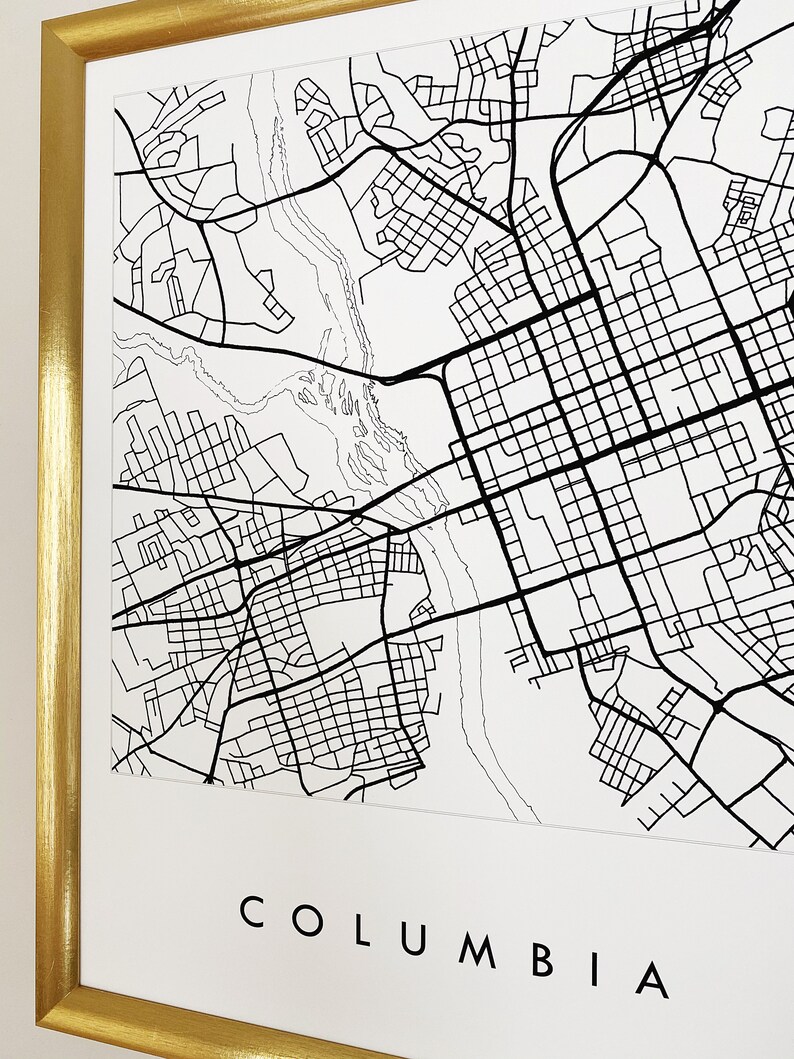 COLUMBIA Map Street Map South Carolina City Map Drawing Black - Etsy