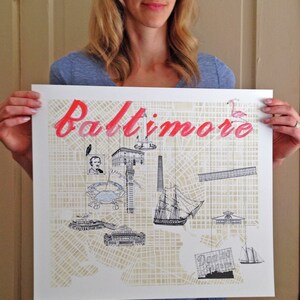 BALTIMORE Hon Charms Landmarks City Map (watercolor Print + Original ...